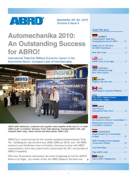 Archive of ABRO Newsletters: ABRO Industries USA - ABRO