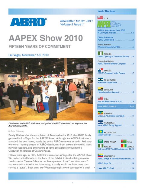 Archive of ABRO Newsletters: ABRO Industries USA - ABRO